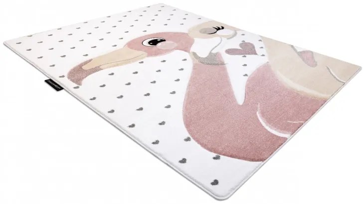 Dywany Łuszczów, Dětský kusový koberec Petit Flamingos hearts cream, 160x220, růžová, dětský pokoj