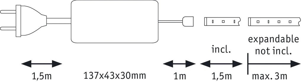 Paulmann 70585 MaxLED 1000, Basic Set 20W 2700K, 1,5m rozšiřitelný na 4,2m, včetně trafa