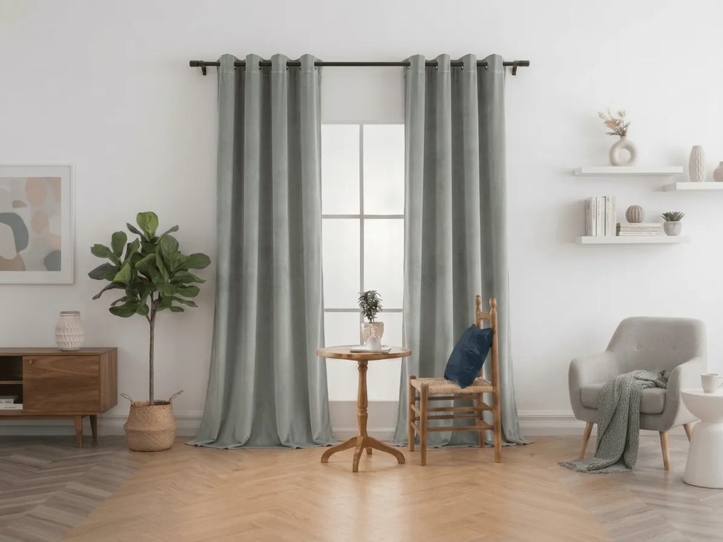 Zatemňovací závěs DREAM VELVET 140x250 cm, šedý Zavěšení: Kovové kroužky