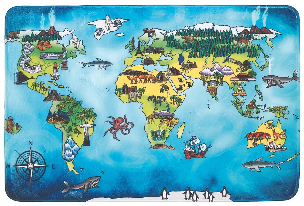 VOPI Kusový koberec World Map BARVA: Vícebarevný, ROZMĚR: 76,5x117 cm