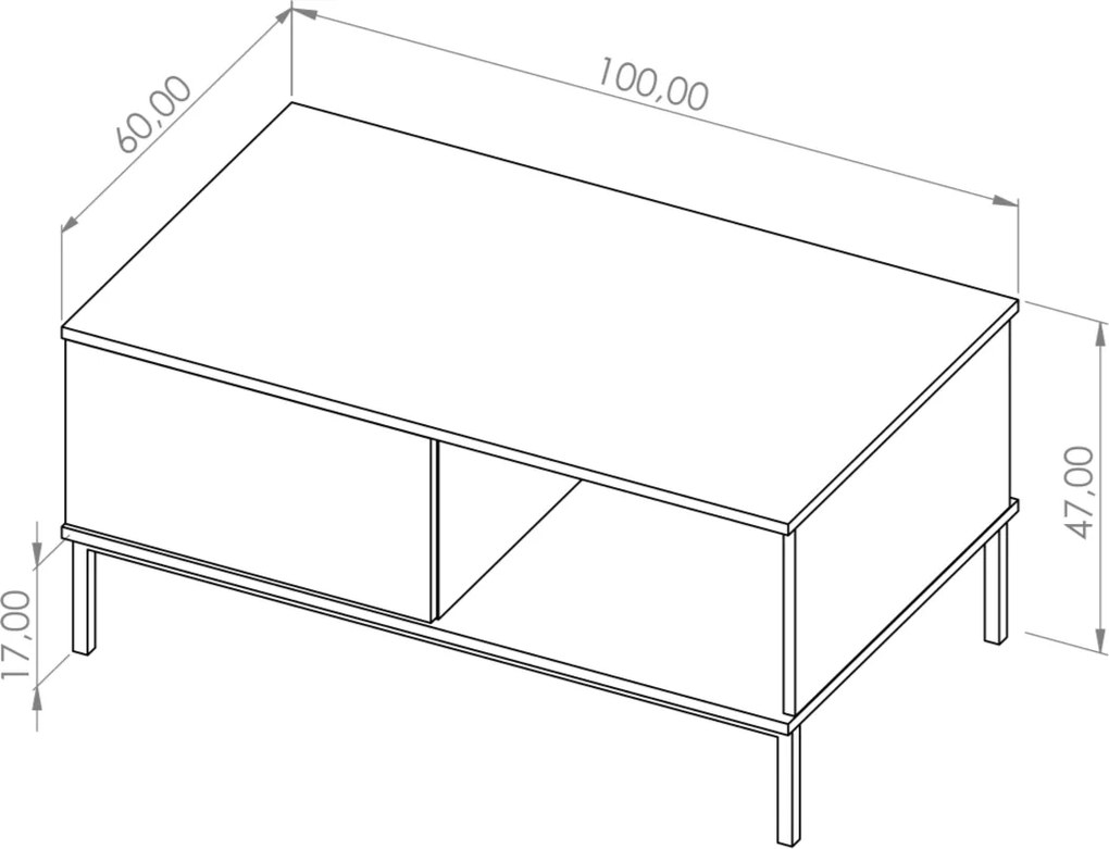 GAB Konferenční stůl QUER, Dub Hikora 100 cm