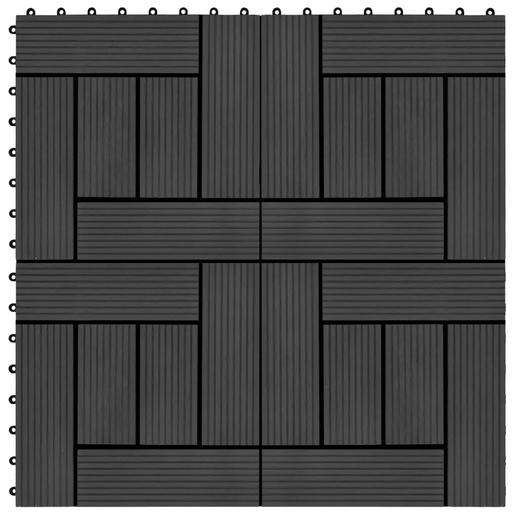45026 vidaXL Terasové dlaždice z dřevoplastu 11 ks 30 x 30 cm 1 m² černé