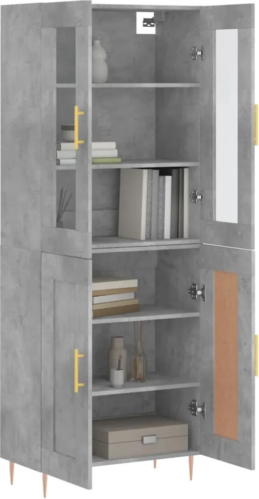 Skříň highboard betonově šedá 69,5x34x180 cm kompozitní dřevo 3198333