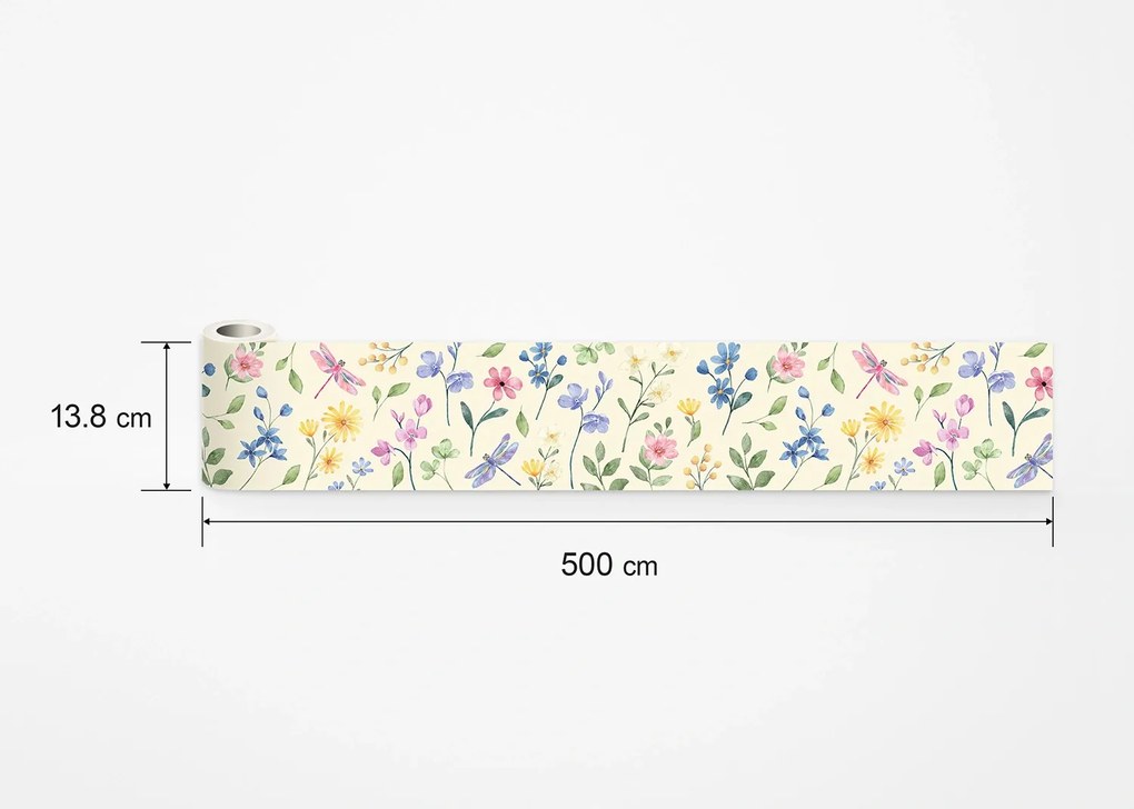 Samolepící bordura na zeď Zahradní Vážky | 5 m x 13.8 cm | DWB8487