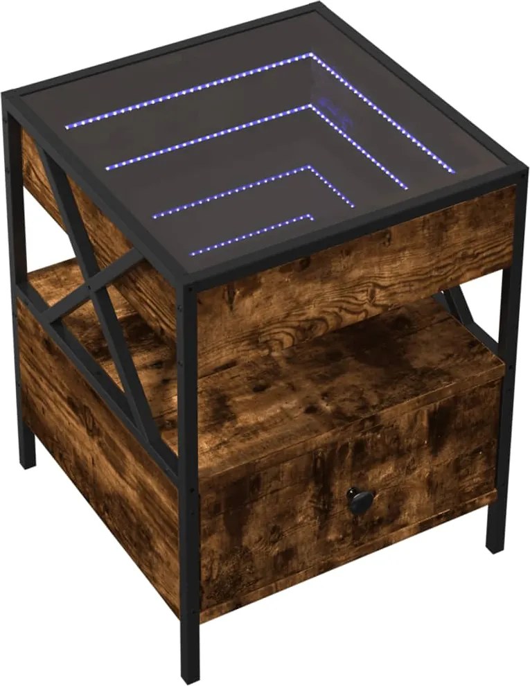 Noční stolek s Infinity LED kouřový dub 40 x 40 x 51 cm 3284103