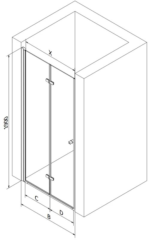 Mexen Lima skládací sprchové dveře 70 cm, Průhledné, Chromovaná - 856-070-000-01-00