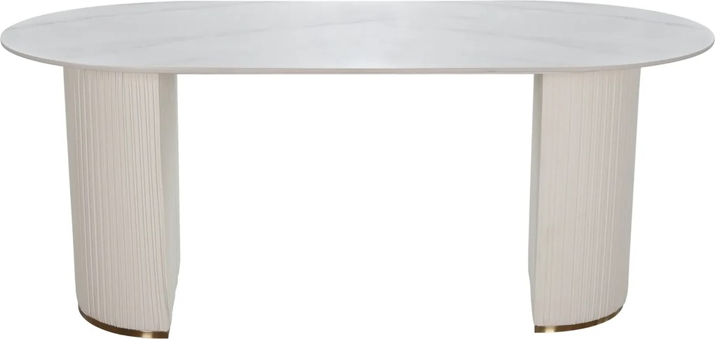 Jídelní stůl Modig 180 cm eko kůže ecru/mramor