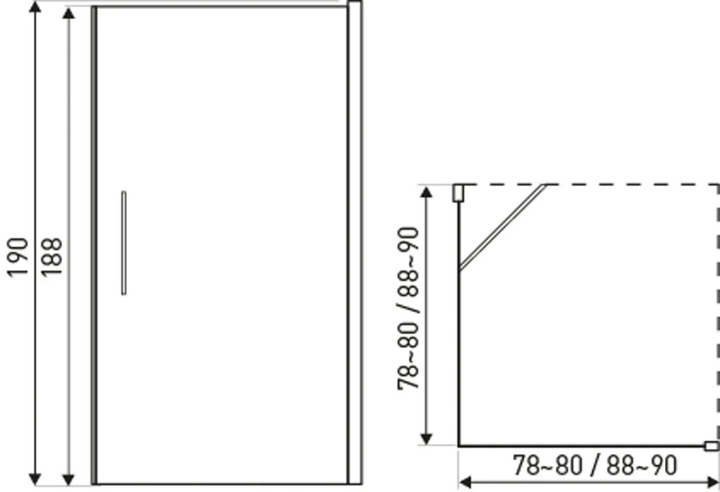 Novoterm Čtvercový sprchový kout NV-Monica 80x80 chrom/transparent - bez vaničky