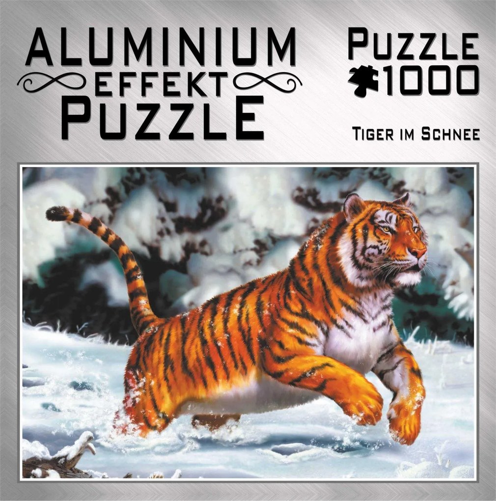 Puzzle metalické puzzle tygr ve sněhu 1000 dílků