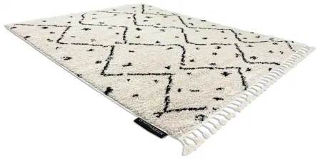 koberec TETUAN B751, krémový střapce, vzor cik cak, Maroko, Shaggy velikost 80x250 cm | krásné koberce cz