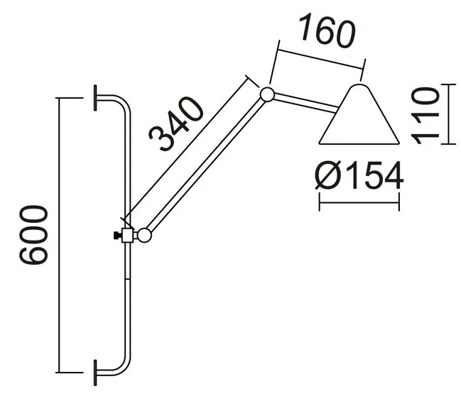 Exo 935A-L3105B-02 nástěnné LED svítidlo Arm S, černé, 5W, 3000K, 60cm, IP20