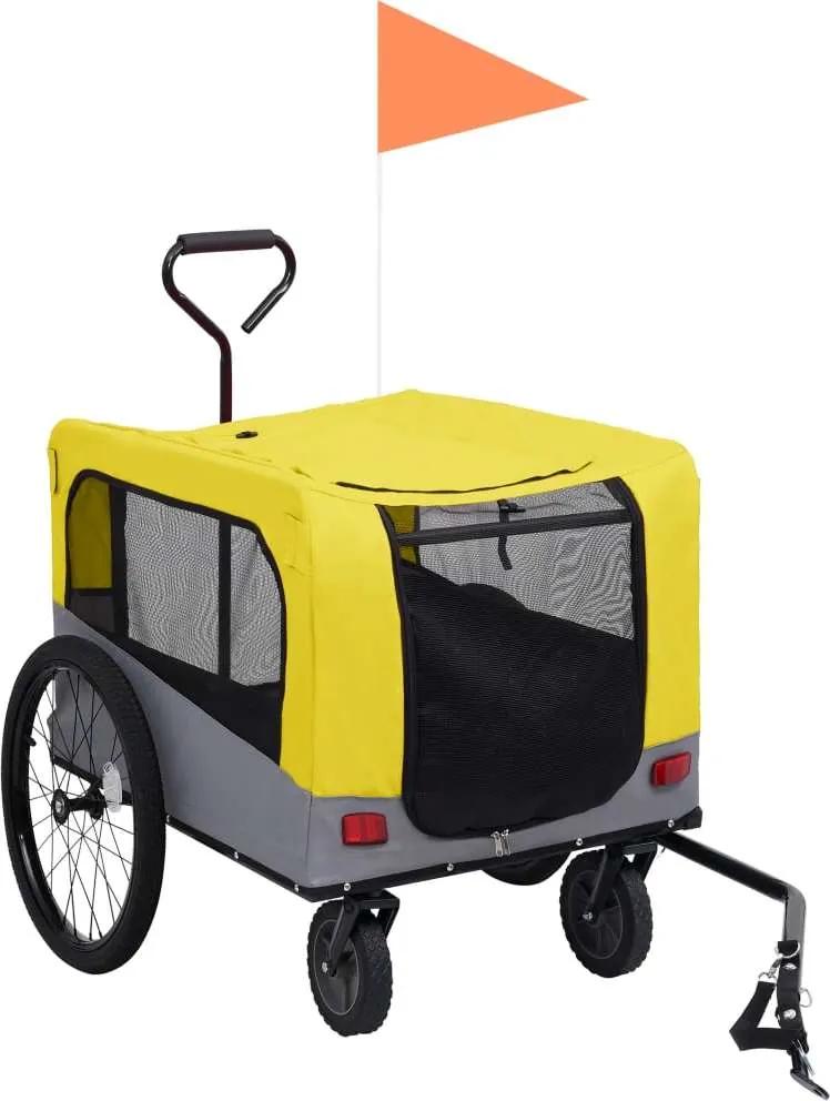 vidaXL Vozík pro psa za kolo a na běhání 2 v 1 modrý a šedý [92442] Barva: žlutá a šedá