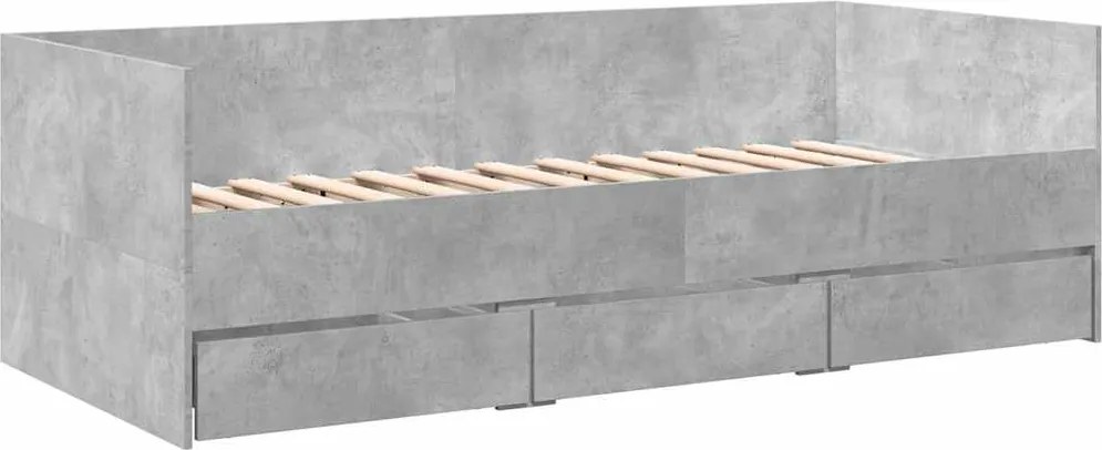 Válenda se zásuvkami bez matrace betonově šedá 90 x 190 cm 3280828