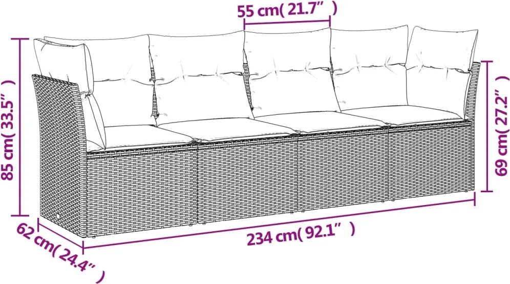 4dílná zahradní sedací souprava s poduškami béžová polyratan 3217228