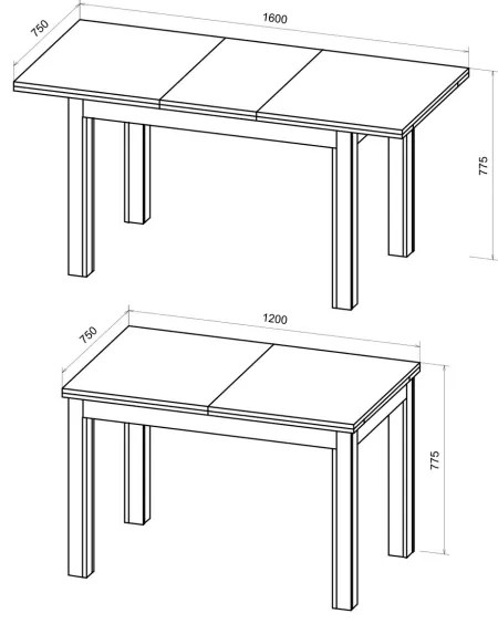 Rozkládací jídelní stůl DOO dub artisan/černá