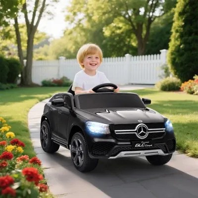 AIYAPLAY Elektromobil pro děti, 12V dětské auto s dálkovým ovládáním, LED světla, hudba, 3 rychlosti, 3-6 let, černé