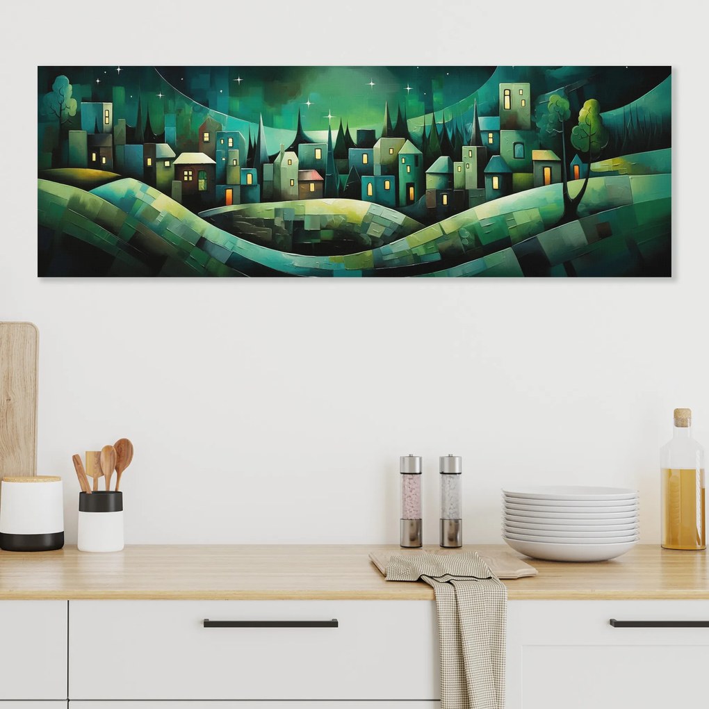 Obraz na plátně - Hvězdná noc v Lavance FeelHappy.cz Velikost obrazu (šířka x výška): 180 x 60 cm