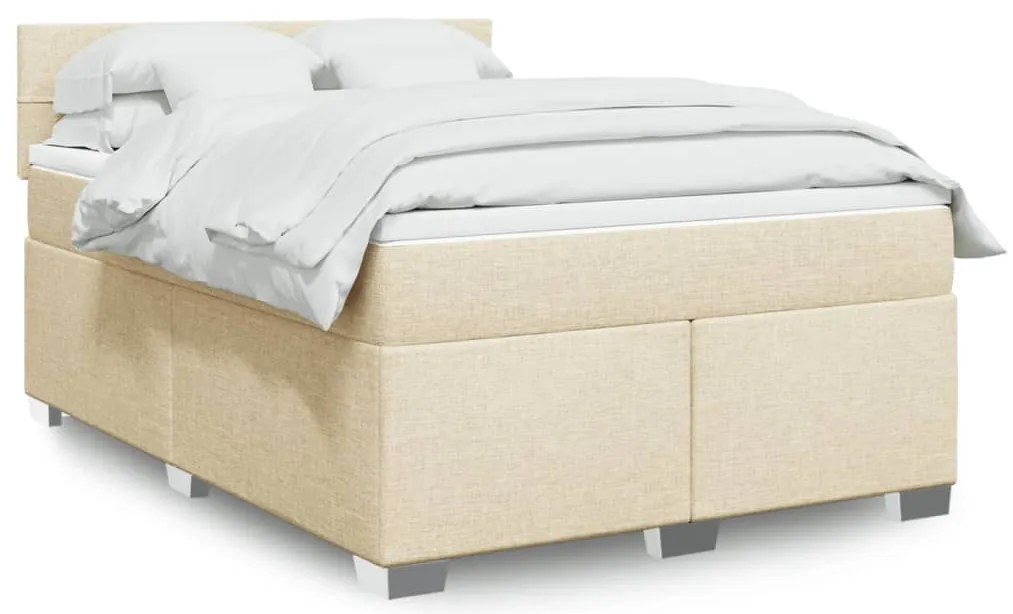 Box spring postel s matrací krémová 140x200 cm textil 3288216