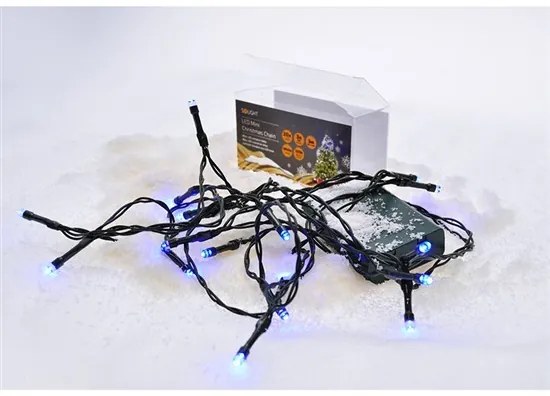 SOLIGHT LED vánoční řetěz, 3m, 20 LED, 3 x AA, modré světlo, zelený kabel