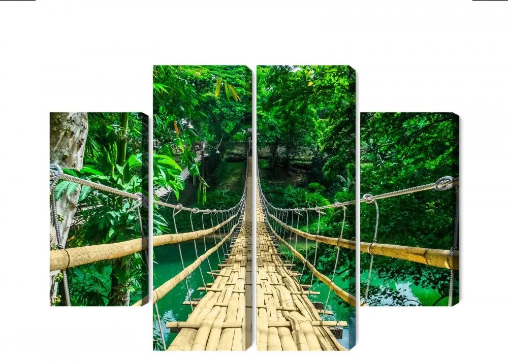 Vícedílný obraz Bambusový Most V Deštném Pralese Nedostatek Nedostatek Přírodní plátno 160x120