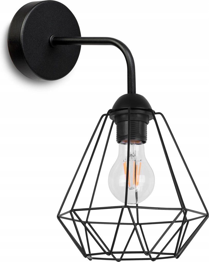 Elegantní Nástěnná Lampa Retro Drátěná Černá Loft