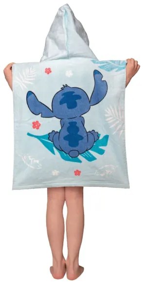 Jerry Fabrics Plážová osuška pončo Lilo a Stitch Blue 50x115 cm