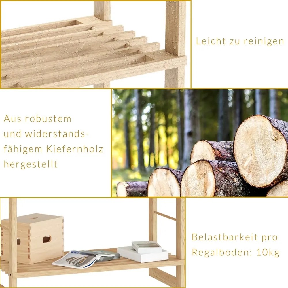 Casaria Regál z masivu Öland 135 x 58 x 27 cm 101461