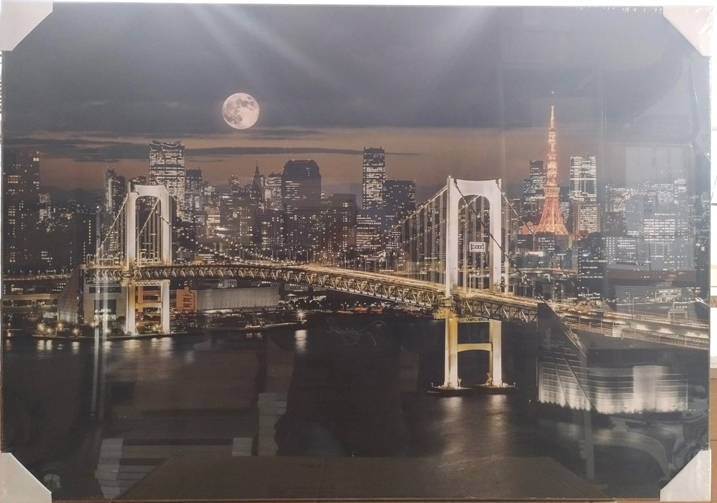 Bondecor Obraz "Night City" - tisk na papír na MDF desku,100x70cm