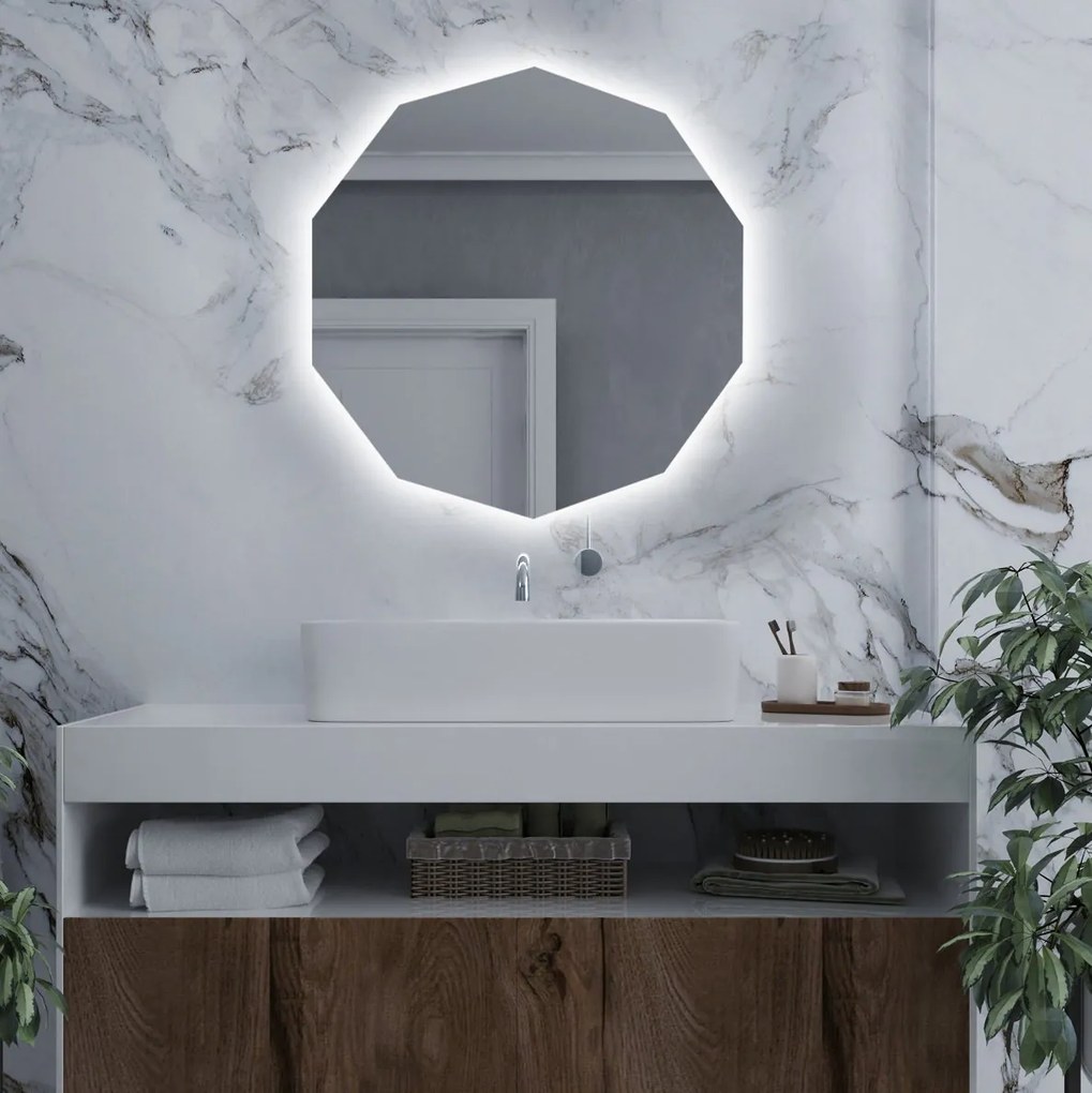 Geometrické zrcadlo do koupelny s LED osvětlením G11