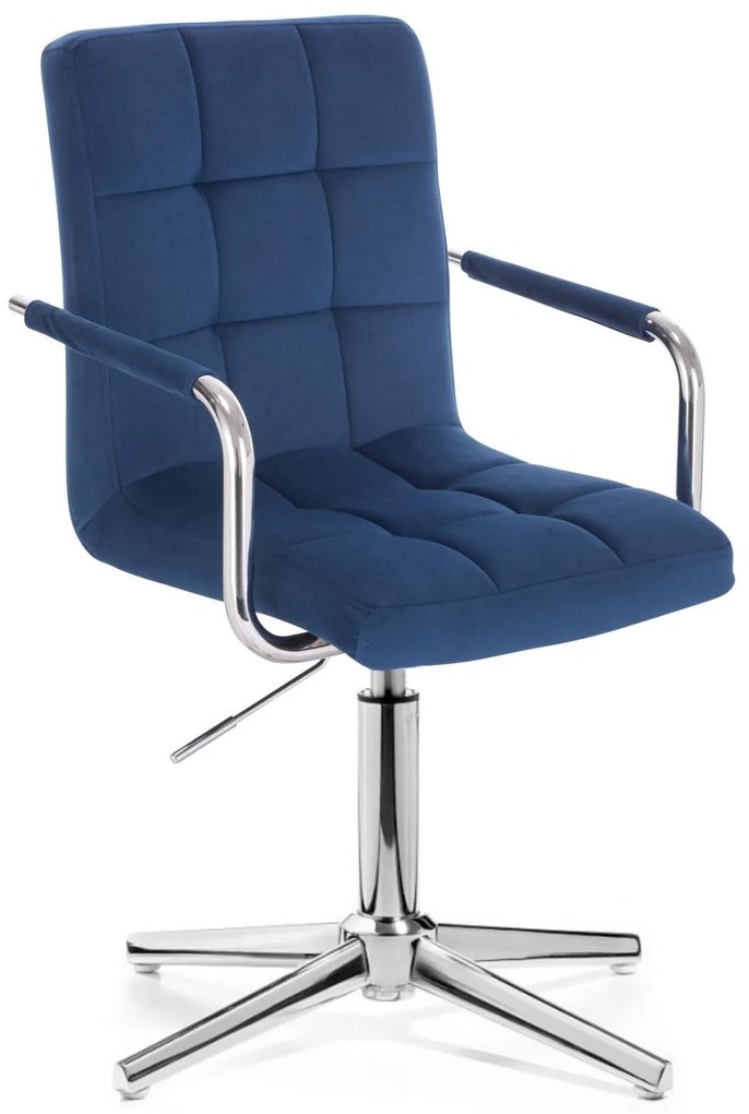 LuxuryForm DESIGN Otočná židle VERONA VELUR na stříbrném kříži - modrá
