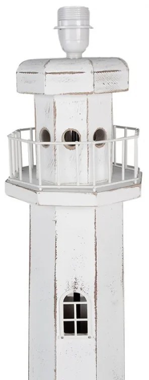 Stojací lampa ve tvaru bílého dřevěného majáku – 23x23x140 cm