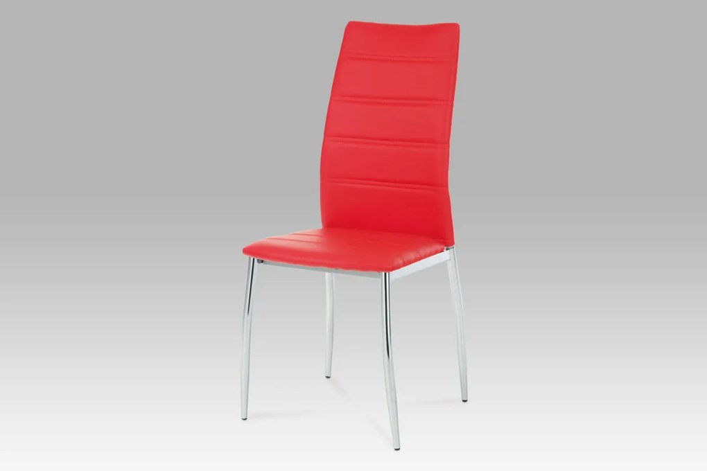 Jídelní židle chrom / koženka červená