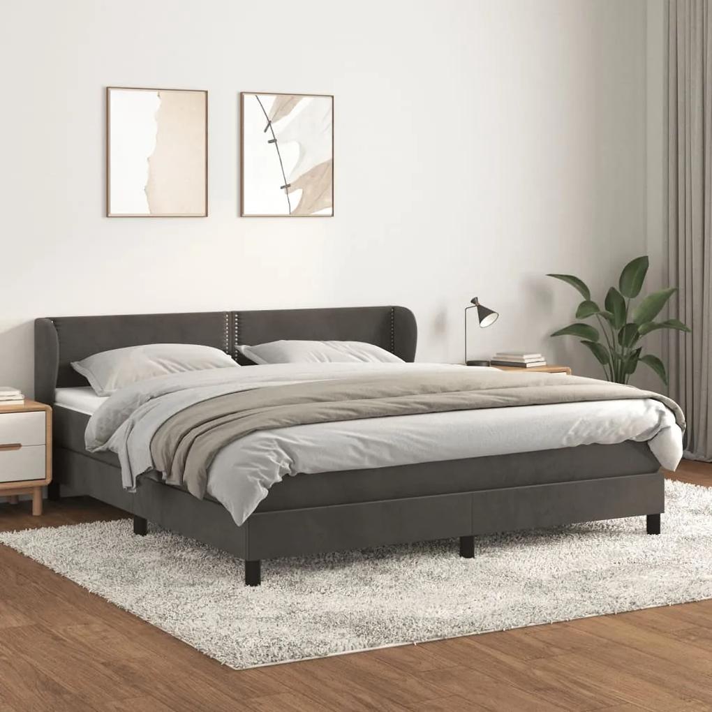 Box spring postel s matrací tmavě šedá 180x200 cm samet,  3127446