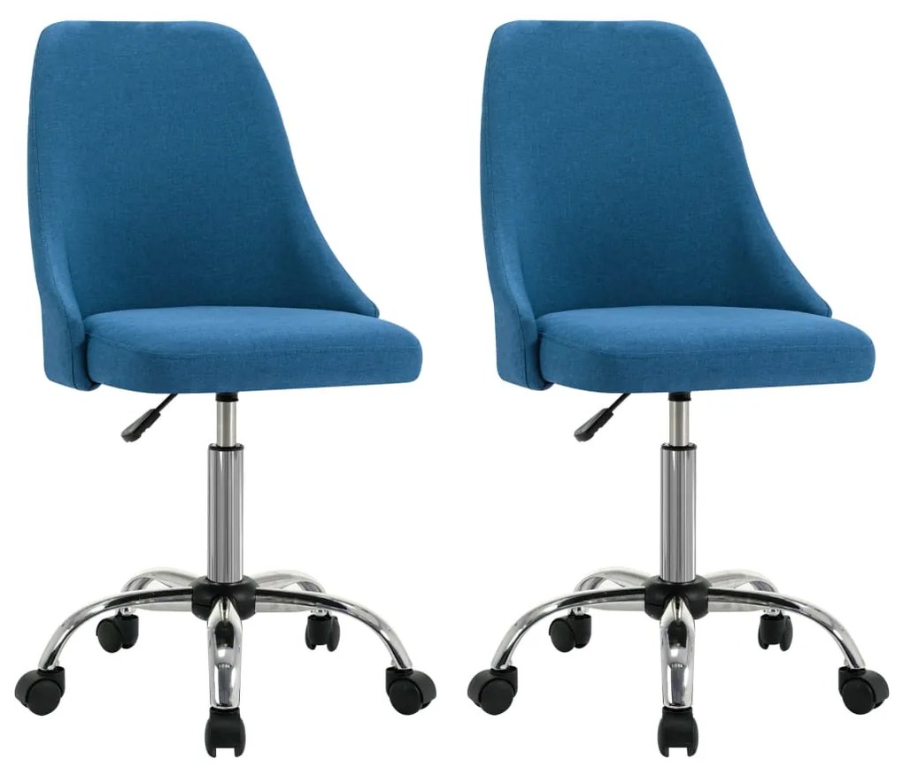3067204 vidaXL Pojízdné kancelářské židle 2 ks textil modré