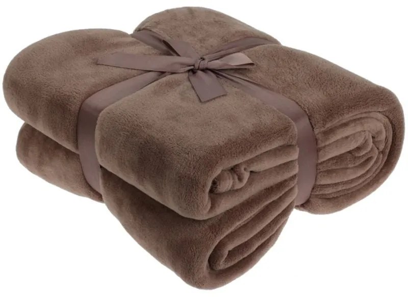 HOMESTYLING Deka fleece 180 x 230 cm ESSENTIALS hnědá KO-HZ1011880