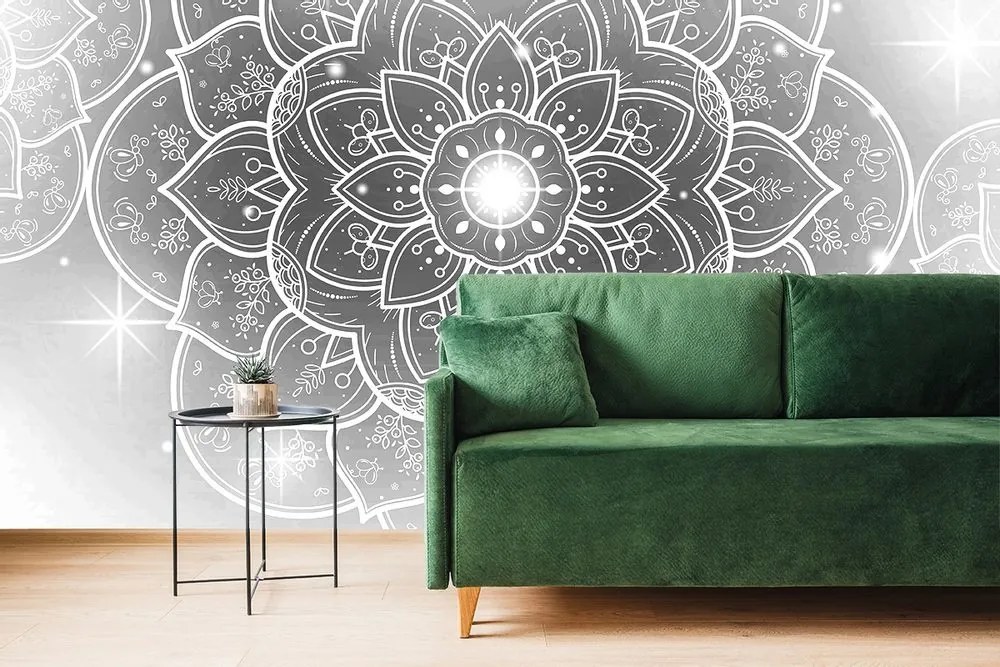 Samolepící tapeta černobílá orientální Mandala - 150x100 cm