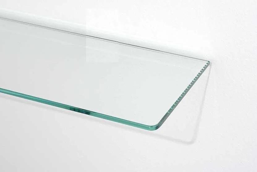 Skleněná polička do koupelny - 50 x 12 cm sklo bez úchytů - Cover Glass
