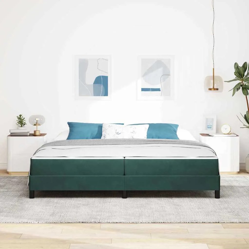 Postel s boxspringem s matrací Tmavě zelená 200 x 210 cm textil 3398764