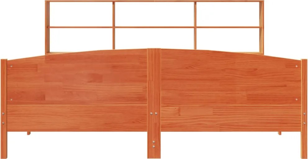 Postel s knihovnou bez matrace 200 x 200 cm masivní borovice 3323094
