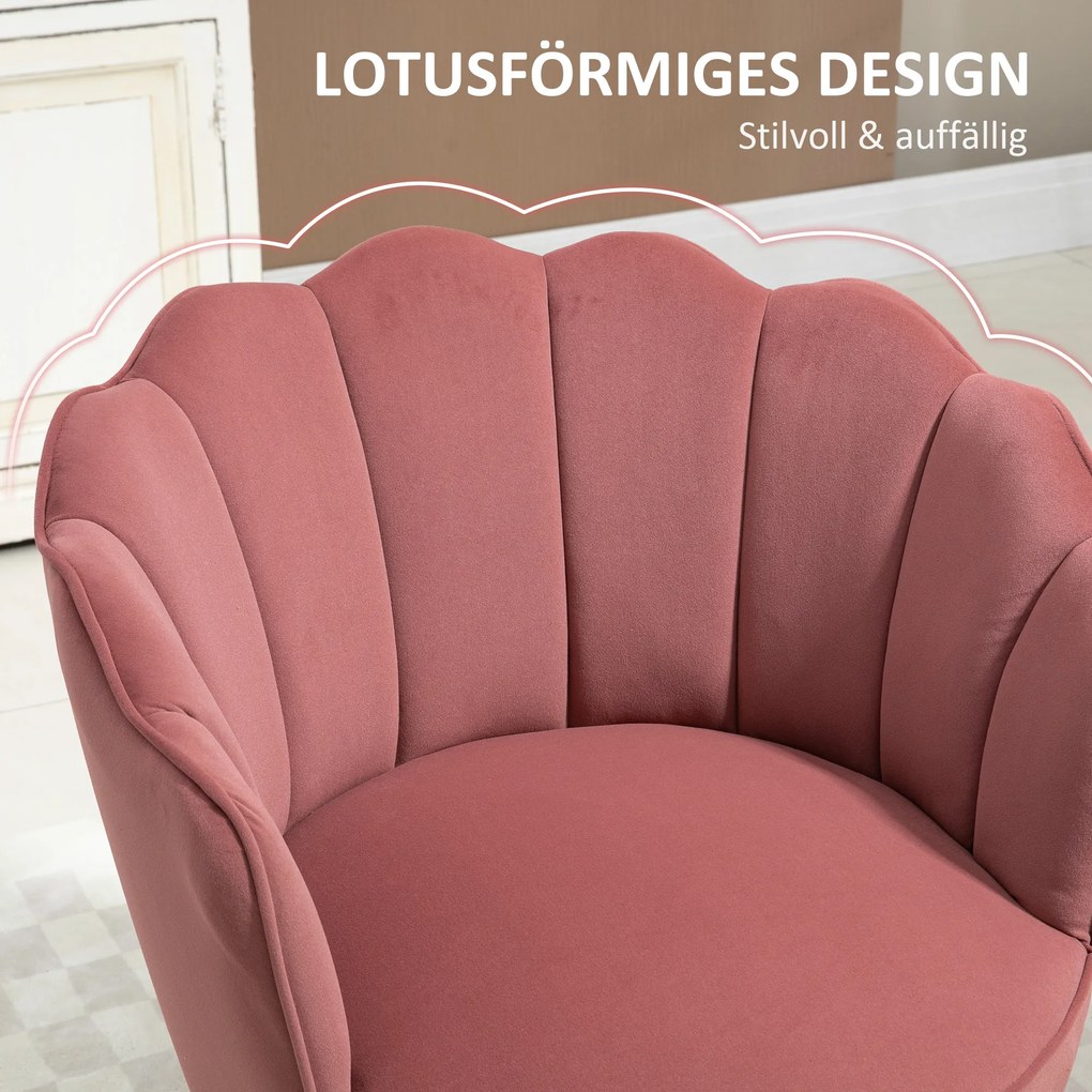 HOMCOM jídelní židle kuchyňská židle křeslo s opěradlem židle do obývacího pokoje polyester kaučukovník růžová 66 x 72 x 79 cm