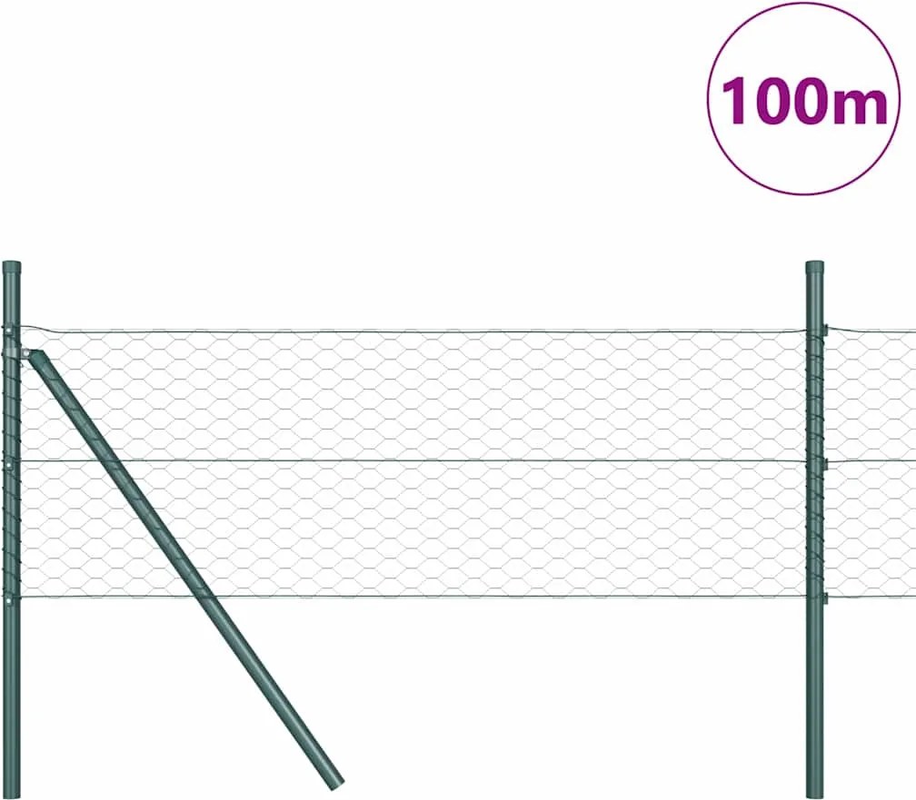 Hexagonální kotvení plotu 100 x 0,4 m Ocel potažená PVC Zelená 3352730