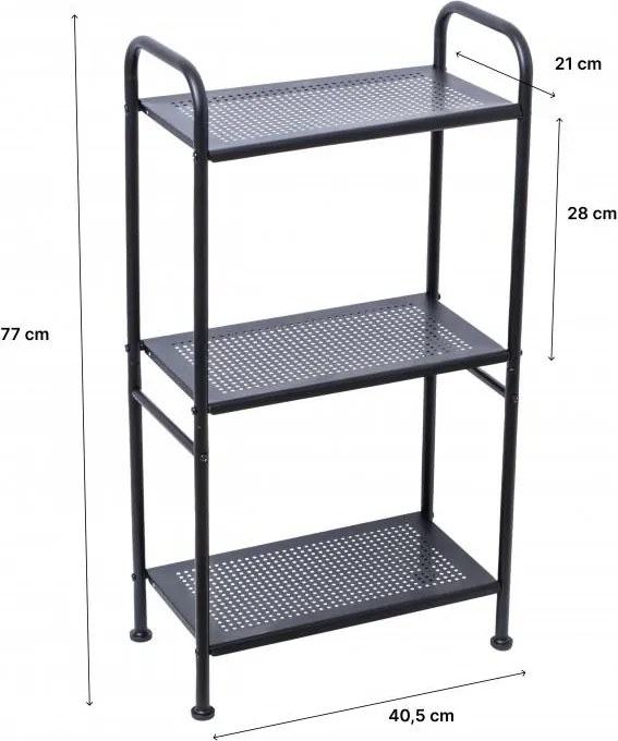 Erga Miki, 3-policový regál 405x210x770, černá matná, ERG-YKA-P.MIKI-3