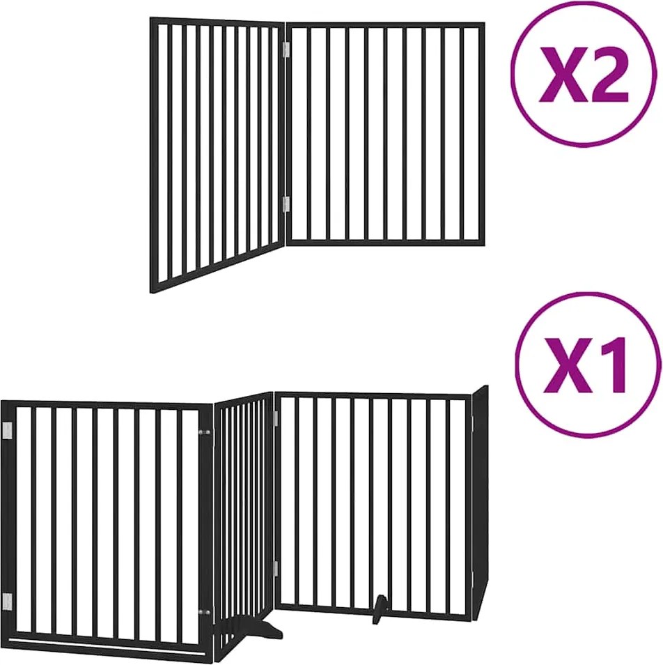 Zábrana pro psy s dvířky skládací 8 panelů černá 640 cm topol 3155574