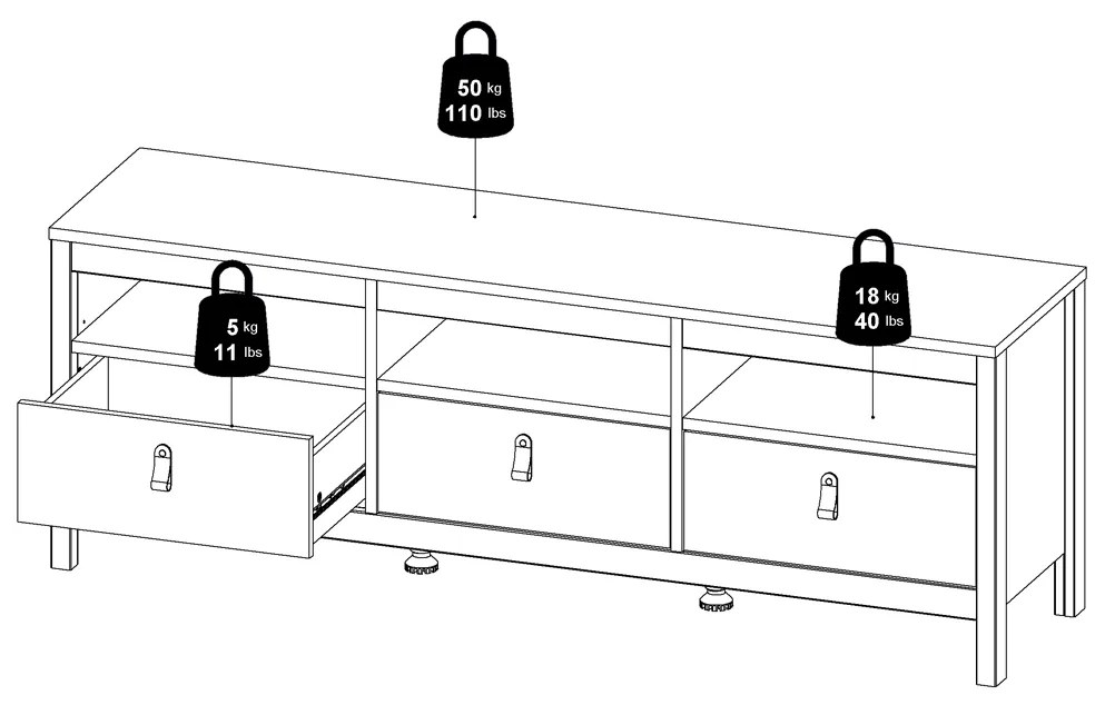 TV stolek Alta - 151 x 54 x 38,5 cm | černý