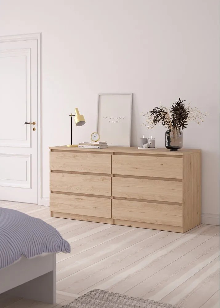 Komoda v dekoru dubu v přírodní barvě 154x76x50 cm Naia – Tvilum