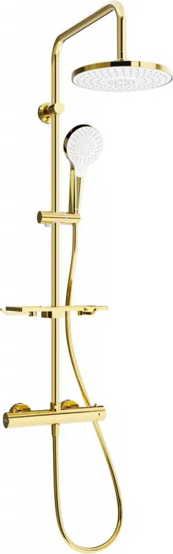 Mexen - KT05 sprchový set s termostatickou baterií Kai, zlatá - bílá, 771500593-50