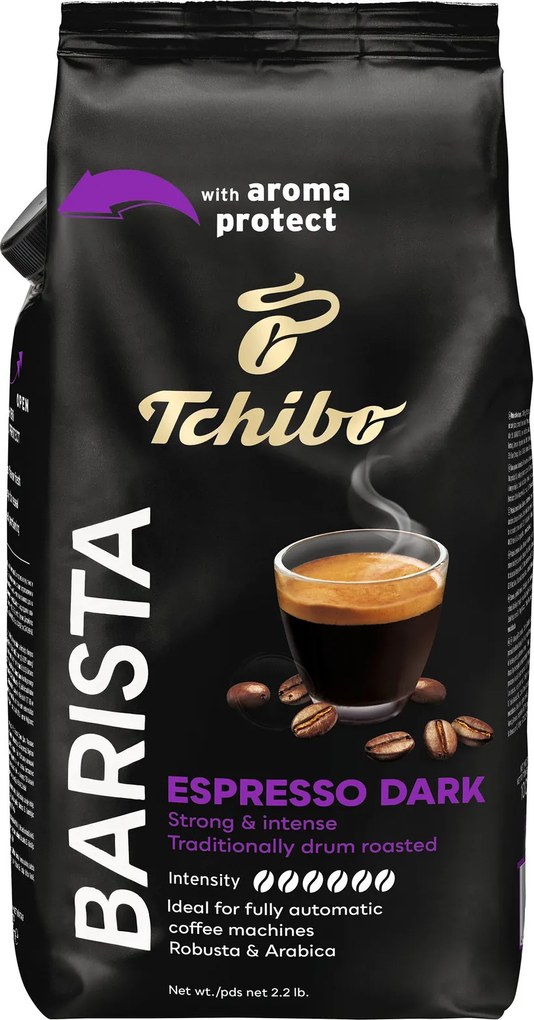Tchibo - Barista Espresso Dark – 1 kg zrnkové kávy - Intenzita: 6/6