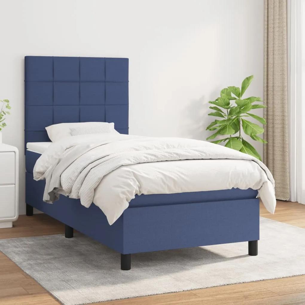 vidaXL Box spring postel s matrací 100 x 200 cm textil [3141755] Barva: Modrá