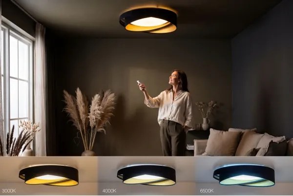 LED Stm. stropní svítidlo SM. GALAXY M. LED/24W/230V pr. 55 cm černá/zlatá + DO