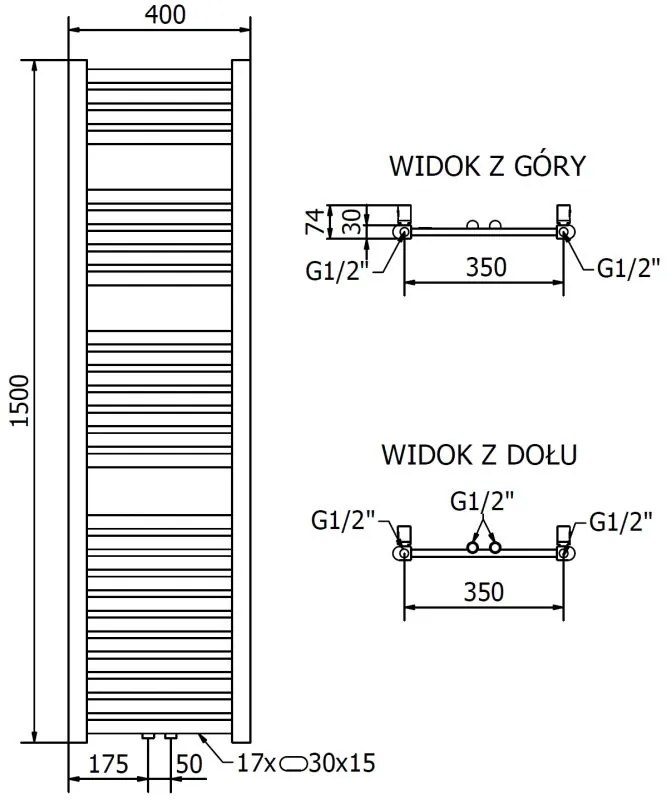 Mexen Hades, topné těleso 1500x400 mm, 453 W, zlatá lesklá, W104-1500-400-00-50